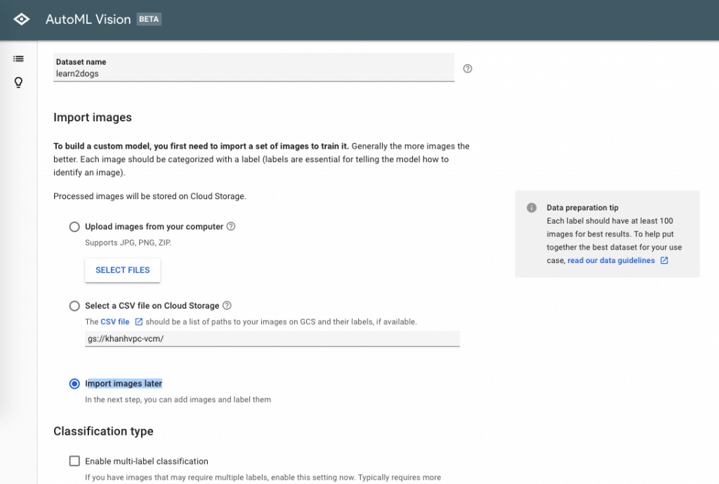 Tạo máy học (machine learning-ML) đơn giản với Google AutoML Vision